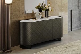 Designová komoda Rimini s antracitovým 3D efektem a keramickou deskou 150cm