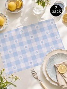 Sinsay - Prostírání na stůl s kostkovaným vzorem sada 2 ks - modrá