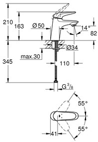 Grohe Eurostyle - Páková umyvadlová baterie bez odtokové garnitury, S-Size, chrom 23715003