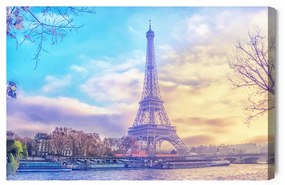 Obraz Eiffelova Věž Při Západu Slunce Nedostatek Nedostatek Přírodní plátno 100x70
