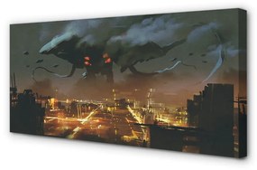 Obrazy na plátně Město v noci kouř monster 140x70 cm
