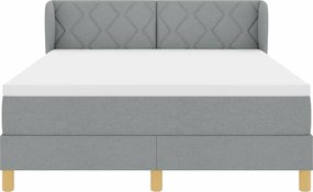 Postel s boxspringem s čelo Světle šedá 160 x 200 cm textil 3340283
