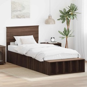 Rám postele s policí Hnědý dub 75 x 190 cm Kompozitní dřevo 3408423