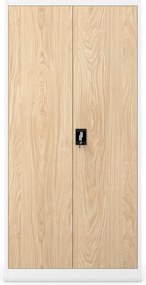 Kovová skříň s úložným prostorem bílá / dub sonoma: Eco Design TOMASZ, 900 x 1850 x 450 mm