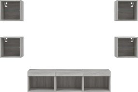 7dílná obývací stěna s LED šedá sonoma kompozitní dřevo 3216588