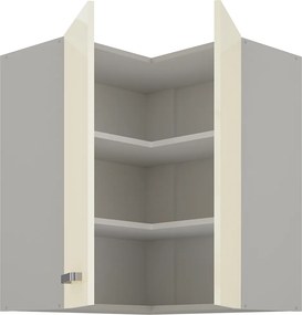 KARMEN | horní kuchyňská skříňka 60x60 GN-72 2F (90°) rohová s policemi | 60x60 cm | světle šedá/krémová lesk