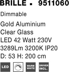 Závěsné LED svítidlo NOVA LUCE BRILLE 42W 3200K 9511060 stmívatelné Triac
