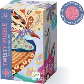 DJECO Třpytivé puzzle Jiskřivý pták / 50 dílků / 34 x 48 cm