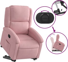 Zvedací polohovací křeslo růžové samet 3204304