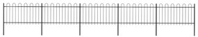 Zahradní plot s obloukem nahoře ocelový 838 x 100 cm černý 277660