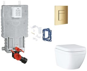 Grohe Uniset - Set předstěnové instalace, klozetu, sedátka SoftClose, tlačítka Skate Cosmopolitan a sady pro vhazování tablet, Triple Vortex, Cool Sunrise SANI15BB4125