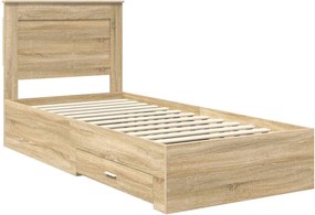 Rám postele Sonoma dub a stříbrná 75 x 190 cm Kompozitní dřevo 3410375