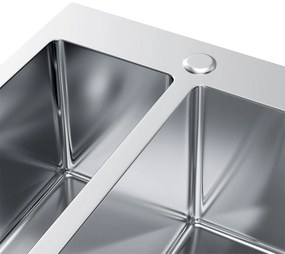 Erga HD, 1,5-komorový ocelový dřez 610x510x210 mm s dávkovačem saponátu, ocelová, ERG-MLS-HD6151