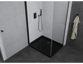 Mexen Pretoria sprchový kout s otočnými dveřmi 100 x 90 cm, průhledné, Černá + vanička do sprchového kouta Flat, Černá - 852-100