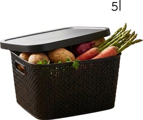 Multifunkční koš s víkem, úložný box s víkem 5,5l ALTOM - černý