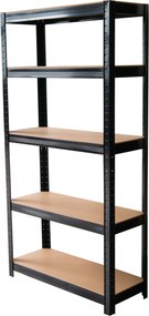 Regál Racks, kovový, MDF, 5 polic, antracit (1800 x 900 x 400 mm)