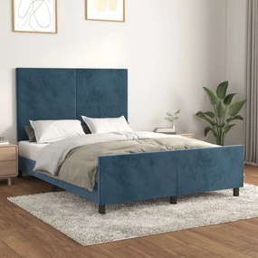 Rám postele bez matrace tmavě modrý 140x190 cm samet 3125633