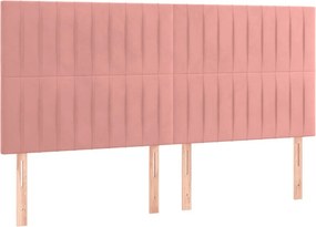 Box spring postel s matrací a LED růžová 160x200 cm samet 3136256