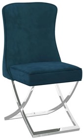 vidaXL Jídelní židle modrá 53 x 52 x 98 cm samet a nerezová ocel