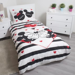Jerry Fabrics Povlečení MIckey Minnie stripes - 140x200, 70x90 bavlna