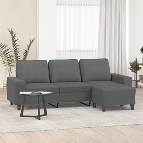 3místná pohovka s podnožkou tmavě šedá 180 cm textil 3201152