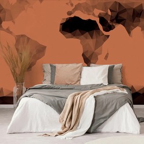 Samolepící tapeta oranžová mapa v polygonálním stylu - 300x200 cm