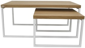 OnaDnes -20% Take Me Home Set dvou dubových konferenčních stolků Doblo 53 x 53/100 x 60 cm s bílou podnoží