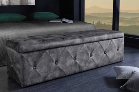 Designová lavice s úložným prostorem Monaghan šedá samet 140cm
