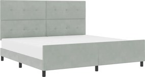 Postel s boxspringem s čelo Světle šedá 200 x 200 cm samet 3344963