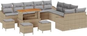 Sada zahradních pohovek s polštářem 13 pcs Béžová Poly ratan 3364672