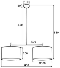 Argon 0900 - Lustr na tyči KARIN 2xE27/15W/230V bílá