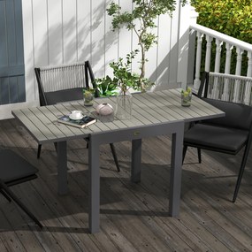 Outsunny zahradní stůl jídelní stůl pro 6 osob, rozkládací stůl na terasu do 70 kg, hliníková šedá 81/162 x 80 x 75 cm pro balkon a zahradu | Aosom.de