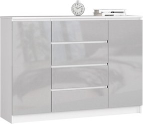 Komoda K140 2D4SZ bílá/metalický lesk