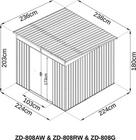 Zahradní domek BestBerg ZD-808AW / 5,6 m² / 236 × 238 × 203 cm / antracit/bílá