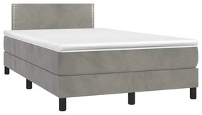 Box spring postel s matrací a LED světle šedá 120x190 cm samet 3270147