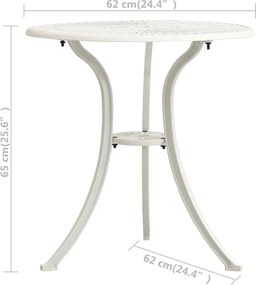 vidaXL Zahradní stůl 62 x 62 x 65 cm litý hliník [315581] Barva: Bílá