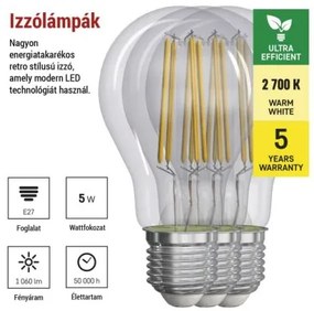 Emos lighting LED žárovka Filament A60 A CLASS/ E27 / 5 W (75 W) / 1 060 lm / teplá bílá 1525283276