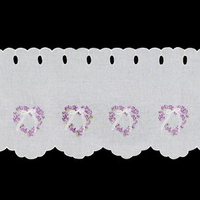 KRÁTKÁ ZÁCLONA NA POUTKÁCH LAVENDER 145X40 CM KVĚTY
