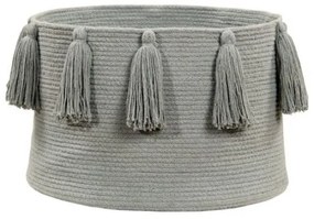 lovel.cz Bavlněný košík Tassels Light Grey