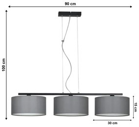 Lustr na lanku ASTRA 3xE27/60W/230V šedá