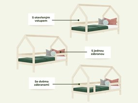 Benlemi Domečková postel SAFE 3v1 se zábranou 120x200 cm + matrace ADAPTIC Zvolte barvu: Světle šedá, Zvolte zábranu: S jednou zábranou