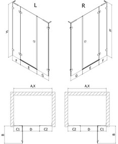 Mexen Lunar L, Otočné levé sprchové dveře 140 cm, čiré sklo, chromový profil, 834SL-140-050-01-00-L