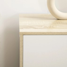 HOMCOM 6 zásuvková komoda v severském stylu s dřevěnými nohami, úložná jednotka pro ložnici a obývací pokoj, 120 x 40 x 76 cm, dřevo a bílá