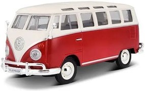 Kovový model maisto volkswagen van samba, bílo/červená