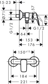 Hansgrohe Logis, páková sprchová baterie, chromová, 71600000