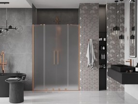Mexen Velar Duo, posuvné sprchové dveře do otvoru 140 cm, 8mm sklo námraza, měděná matná, 871-140-000-32-65