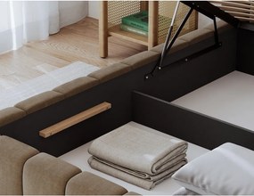 Světle hnědá čalouněná dvoulůžková postel s úložným prostorem s roštem 160x200 cm Lamica – ELTAP