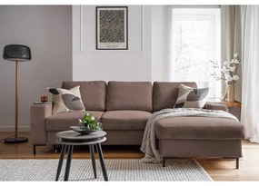 Hnědá manšestrová rozkládací rohová pohovka (pravý roh) Lofty Lilly – Miuform