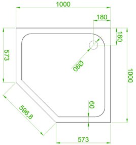 BPS-koupelny Pětiúhelníková akrylátová sprchová vanička HYD-PSV-ST07C 100x100 černá