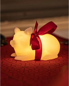 LED svíčka z pravého vosku na baterky, prasátko, bílé, 4 × 12 cm, CR2032
